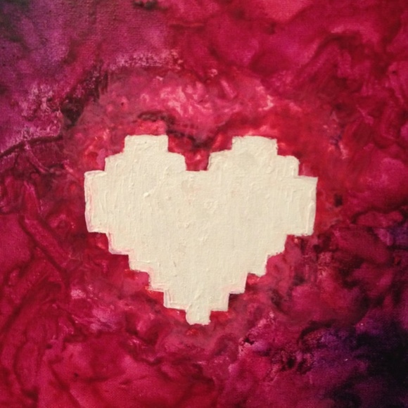 Wall Decor | Pixel Heart Melted Crayon Art | Poshmark